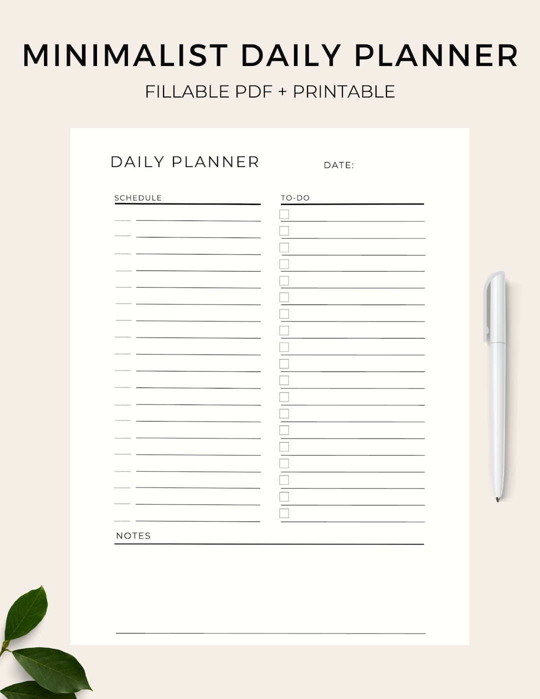 Minimalist Daily Planner Printable | Daily to Do List | Work/home ...