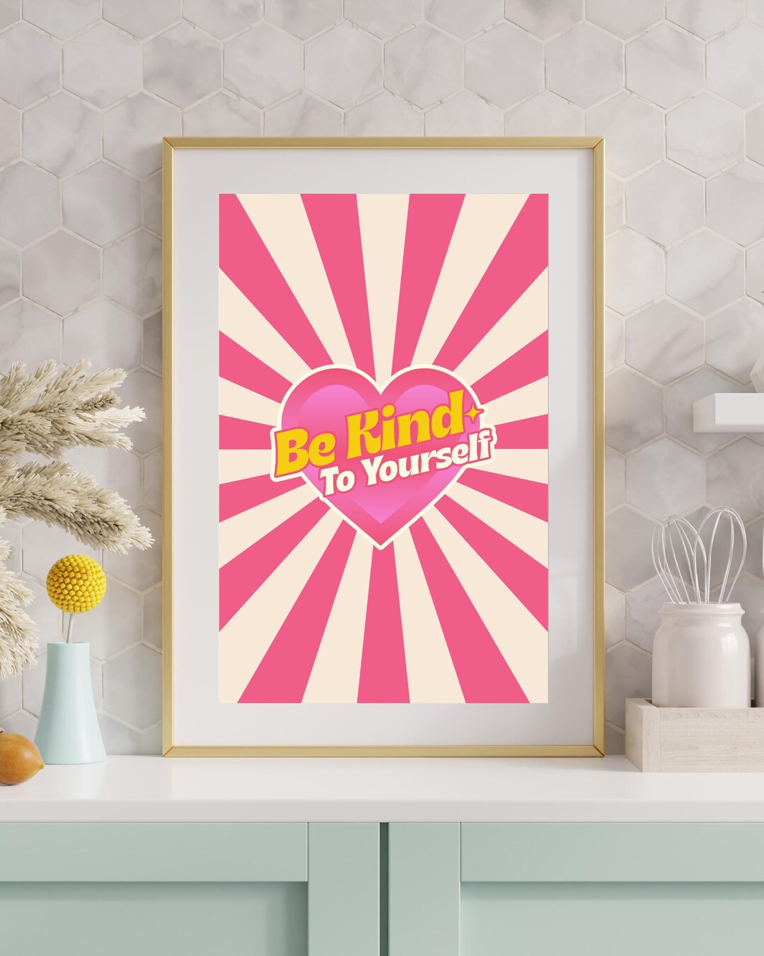 Pink Retro Digital Poster | Aesthetic Wall Art Print | Self Love Home ...
