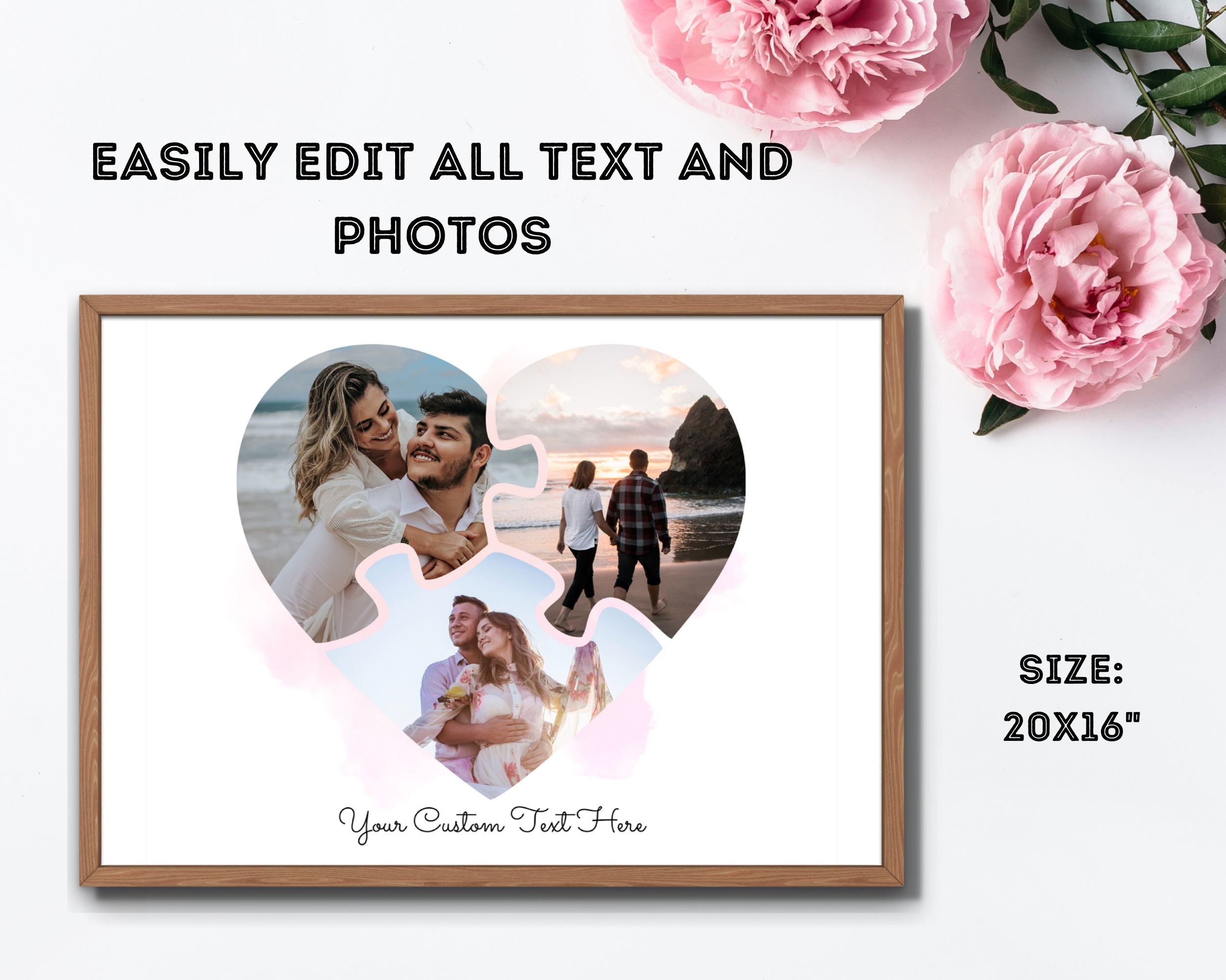 Love Heart Valentines Day Puzzle Photo Collage, Heart Collage Gift ...