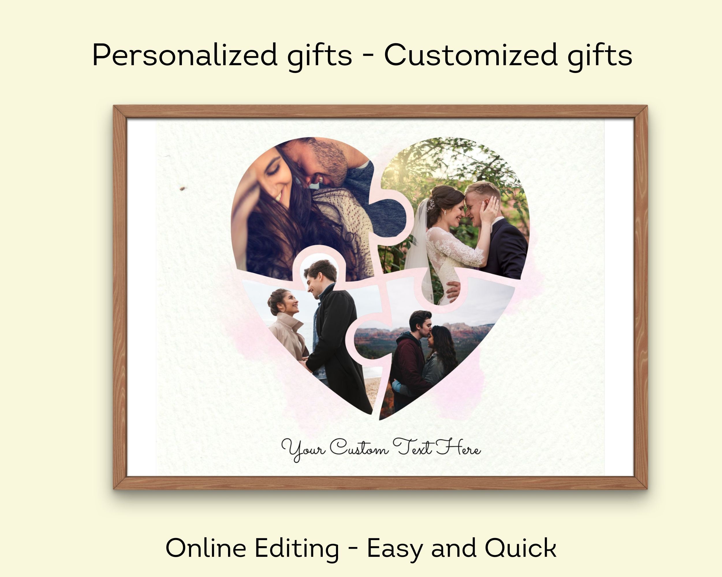 Love Heart Valentines Day Puzzle Photo Collage, Heart Collage Gift ...