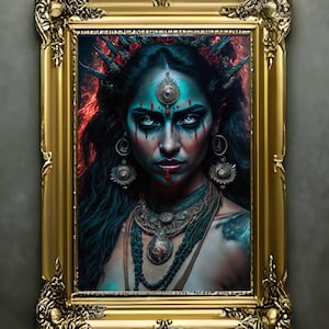 Mahakali, Hindu Goddess of Death and Liberation Wall Art, Mahakali Art ...