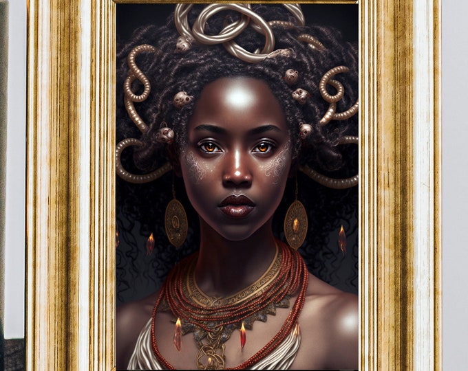 Mami Wata Art Print, African Snake Goddess, Water Spirit, Vintage ...