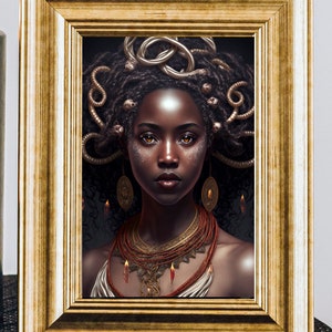 Mami Wata, African Goddess of Spring Water Wall Art, Snake Black ...