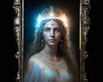 Nyx, Greek Goddess of the Night Sky Wall Art, Beautiful Dark Goddess ...