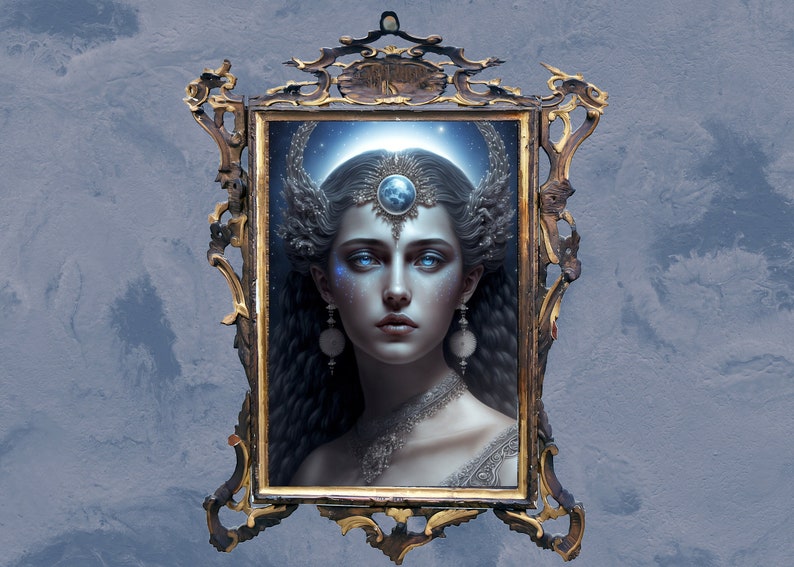 Selene (III), Greek Goddess of the Moon Wall Art, Mythical Goddess Art ...