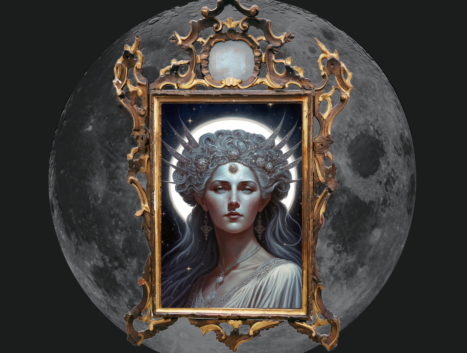 Selene Moon Goddess Art Print, Art Nouveau Mythological Poster - Etsy