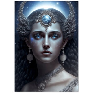 Selene (III), Greek Goddess of the Moon Wall Art, Mythical Goddess Art ...