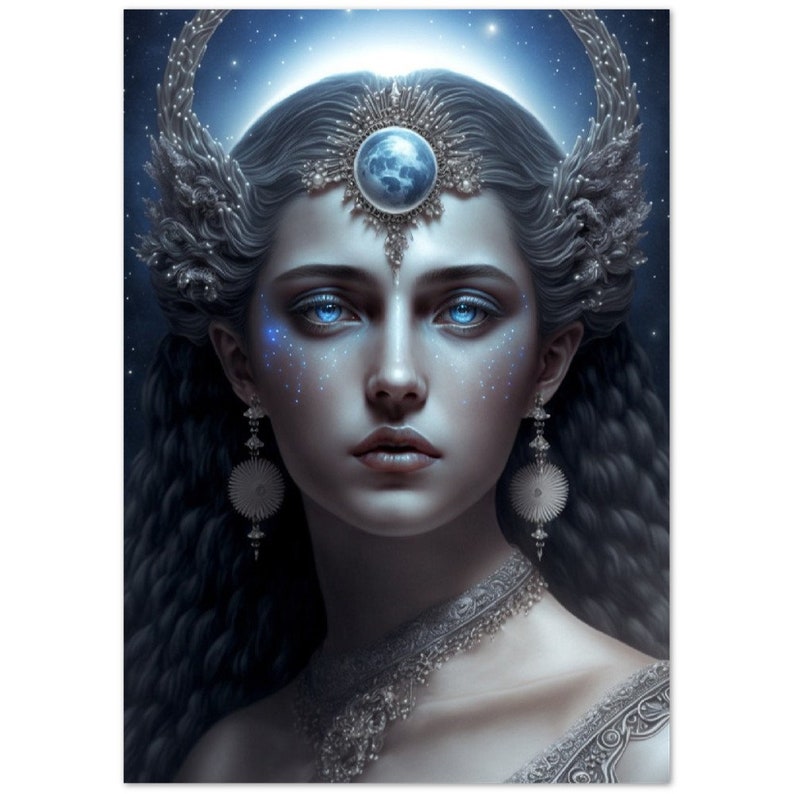 Selene (III), Greek Goddess of the Moon Wall Art, Mythical Goddess Art ...