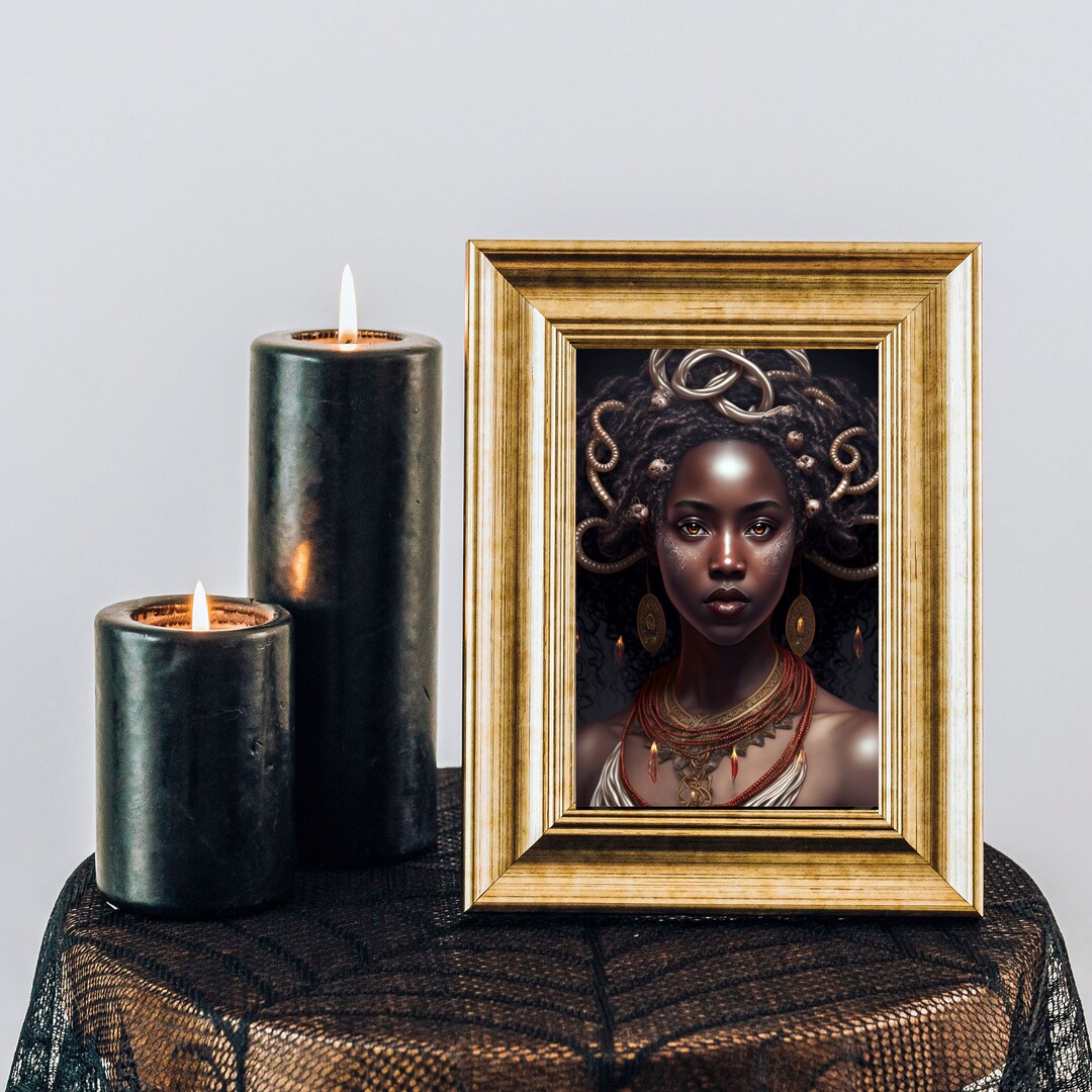 Mami Wata, African Goddess of Spring Water Wall Art, Snake Black ...