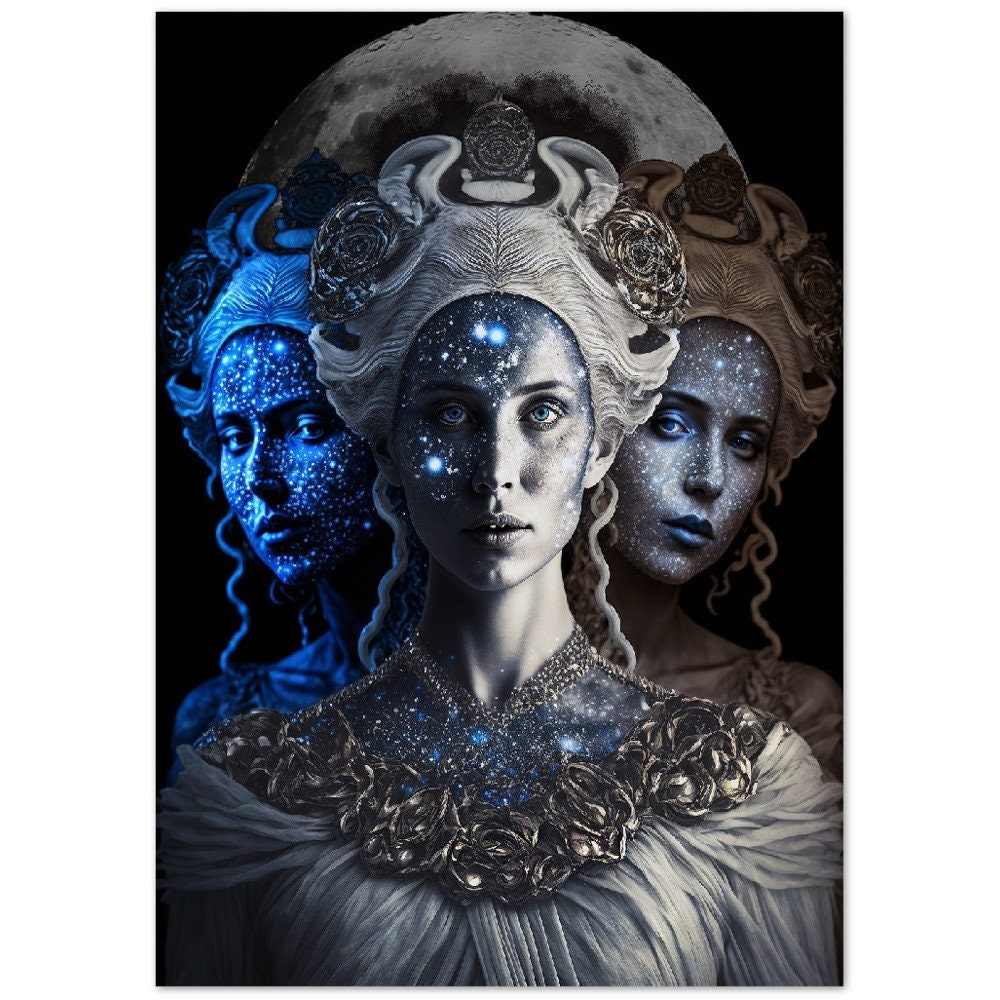 Triple Moon Goddess Neopagan Moon Deity Wall Art - Etsy