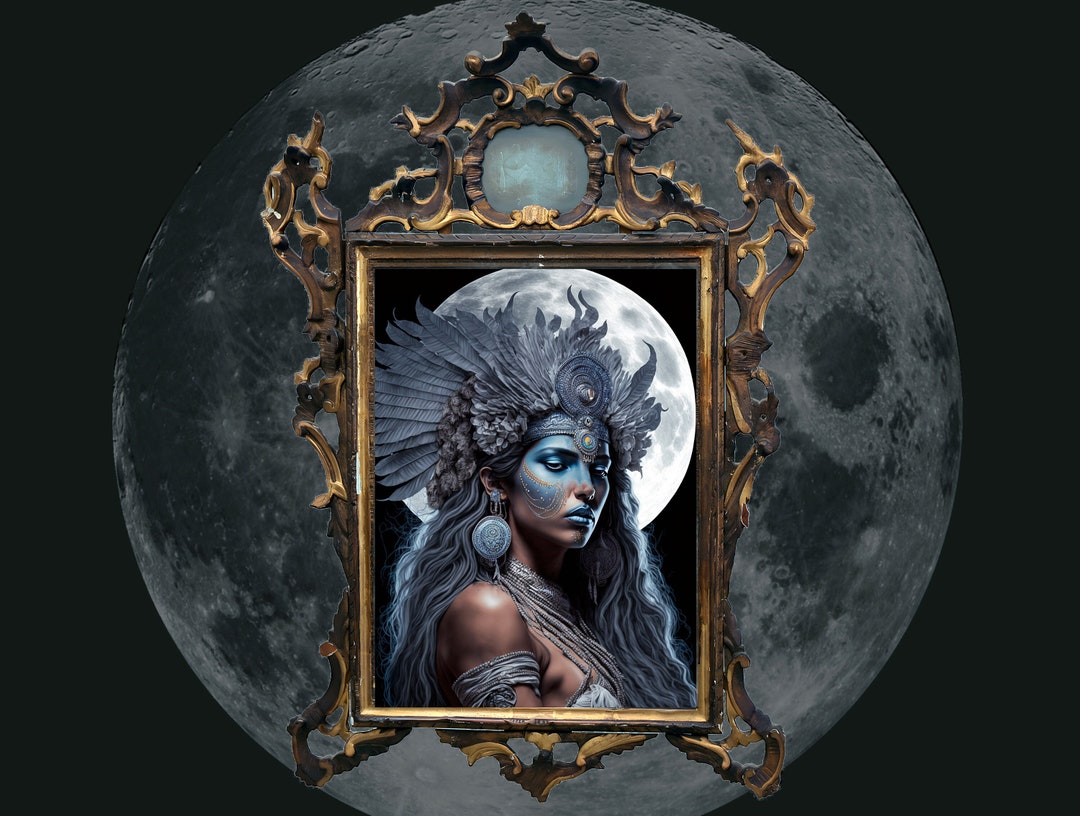 Awilix, Mayan Goddess of the Moon Wall Art, Mythical Goddess Art Print ...