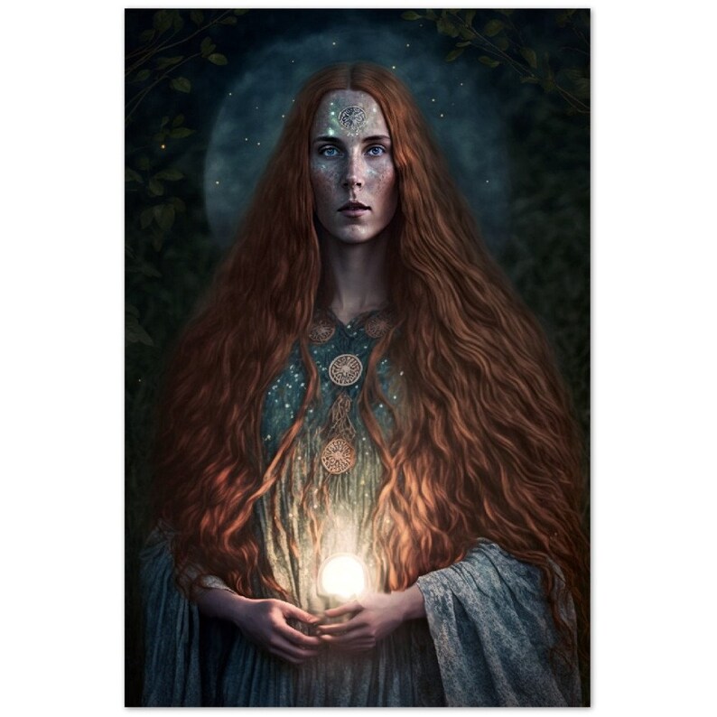 Brigantia, Celtic Goddess of Wisdom and Poetry Art Print, Brigid Art ...