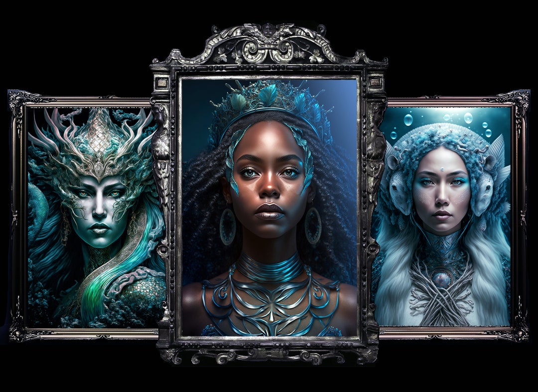 Ocean Goddesses Art Print Set – Yemaya, Tiamat, Sedna (digital Download ...