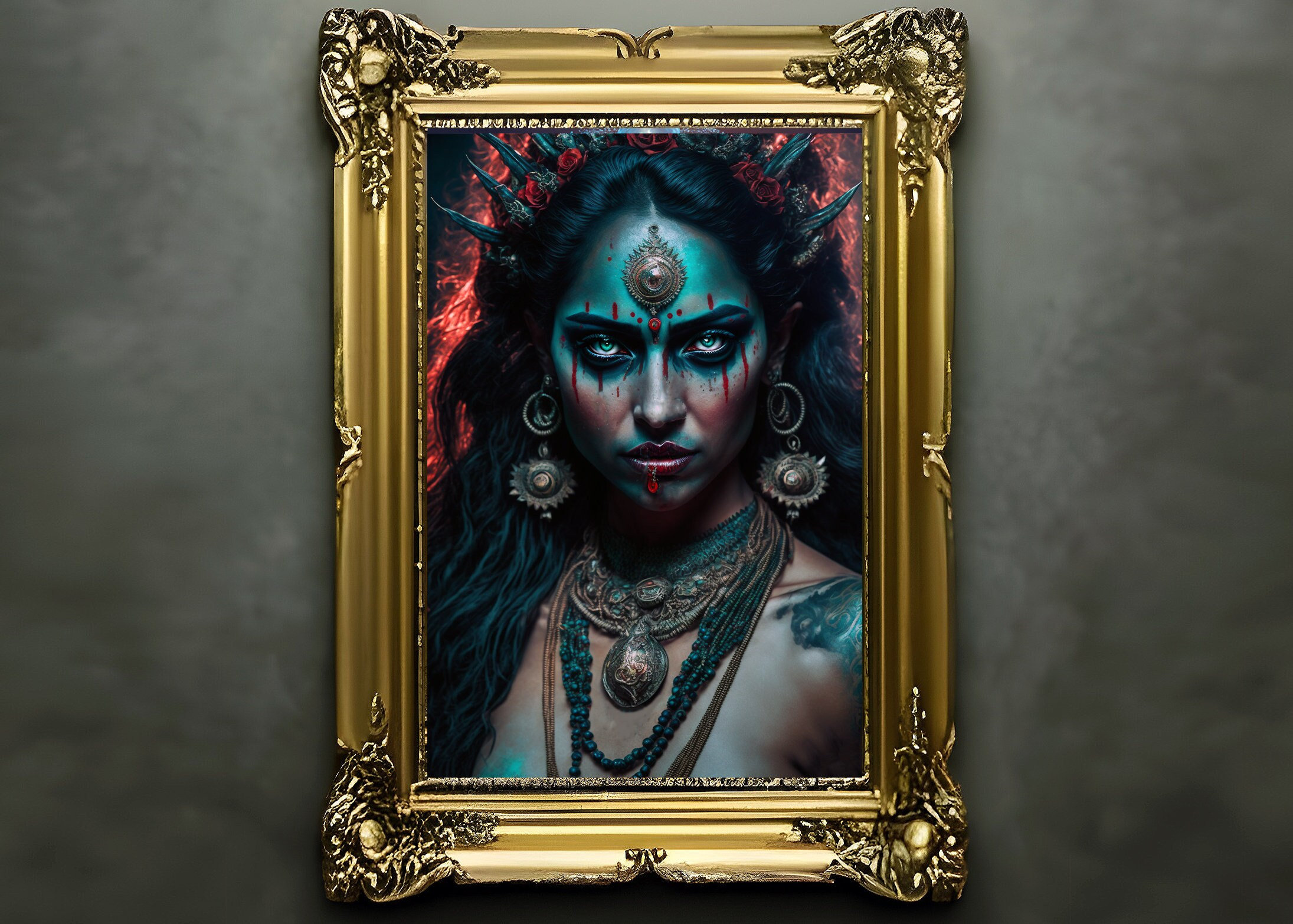 Mahakali, Hindu Goddess of Death and Liberation Wall Art, Mahakali Art ...