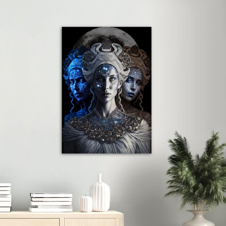 Triple Moon Goddess Neopagan Moon Deity Wall Art - Etsy