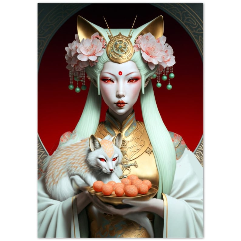 Inari Okami Japanese Goddess of Rice and Foxes Wall Art - Etsy