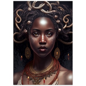 Mami Wata, African Goddess of Spring Water Wall Art, Snake Black ...