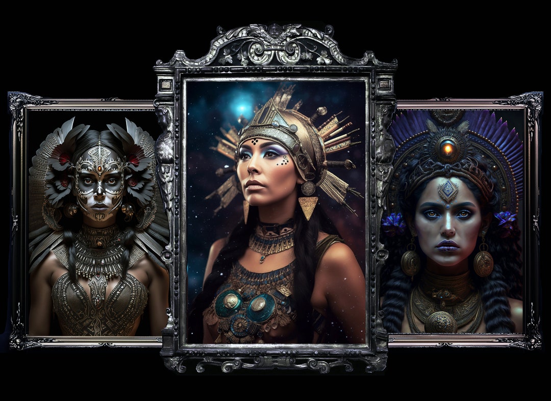 Aztec Goddesses Set of 3 Prints - Citlalicue, Itzpapalotl, Oxomoxo ...