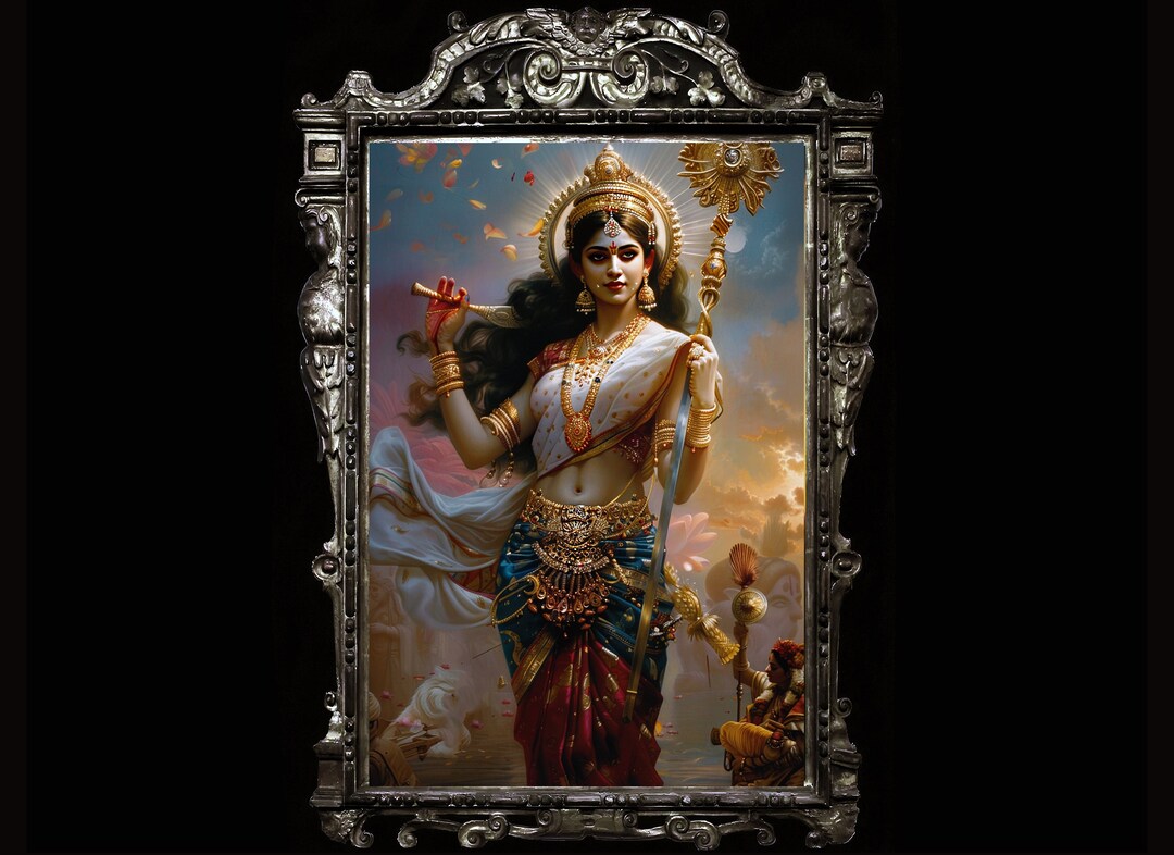 Durga - Hindu Goddess of War Wall Art, Goddess Durga Painting, Durga ...
