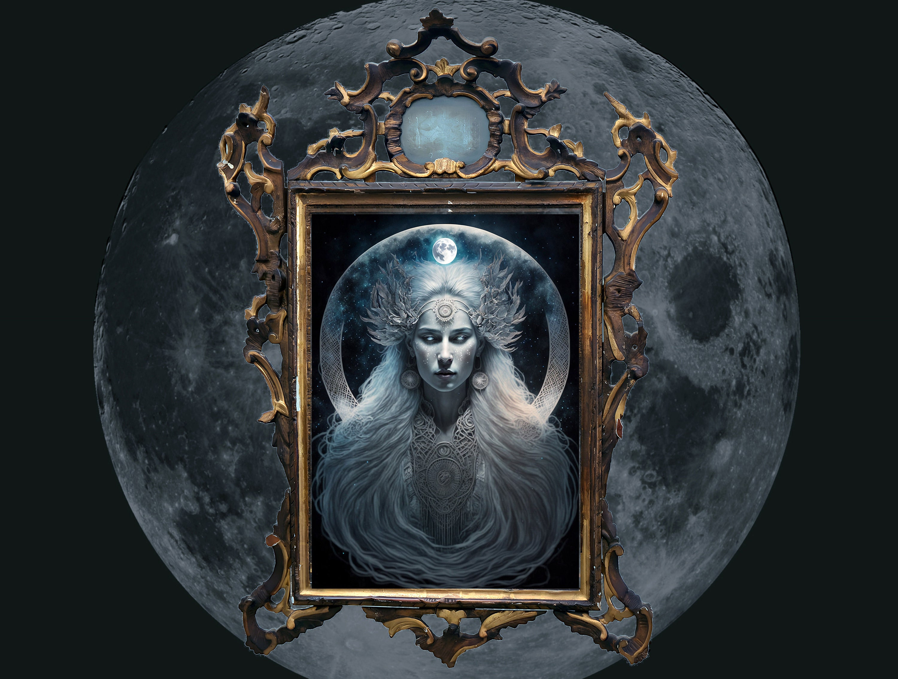 Kuu, Finnish Goddess of the Moon Wall Art, Kuu Art Print, Luna Poster ...