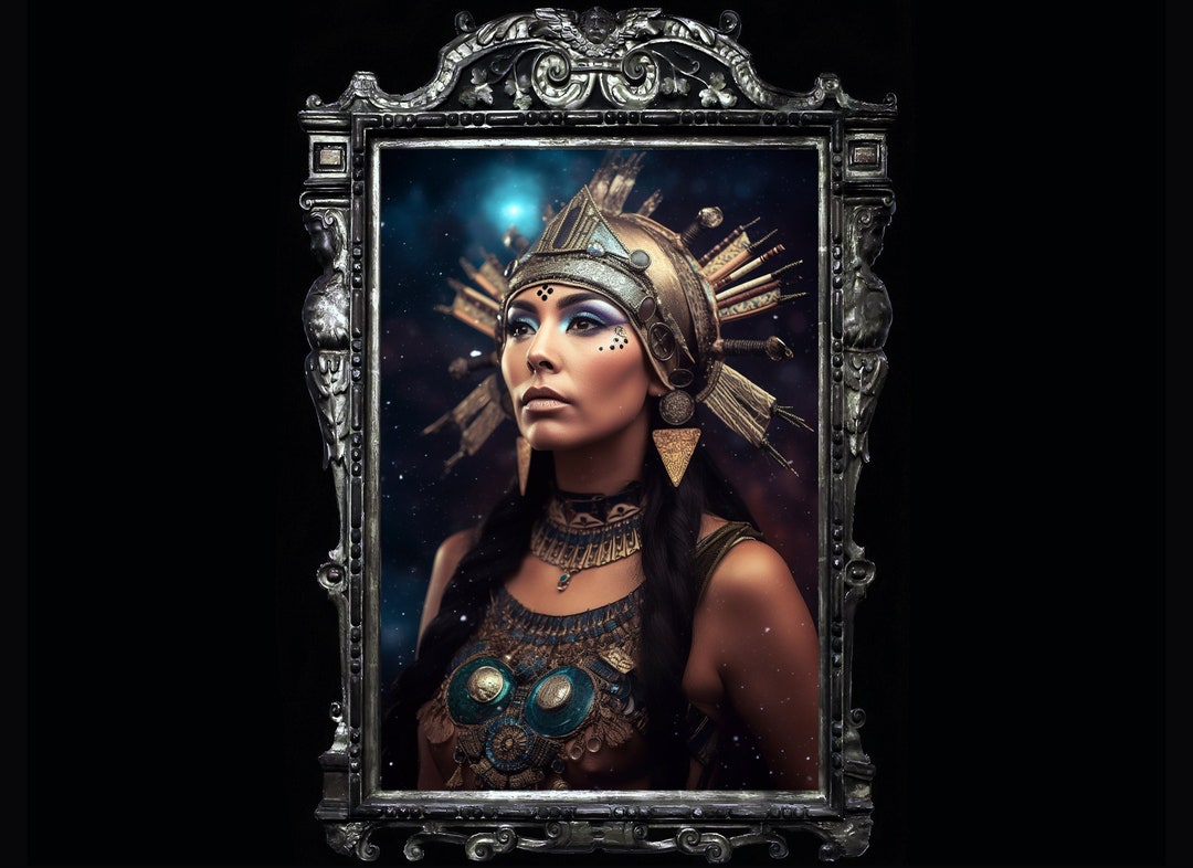 Citlalicue, Aztec Goddess of Stars and Creation Wall Art, 20s Retro Art ...