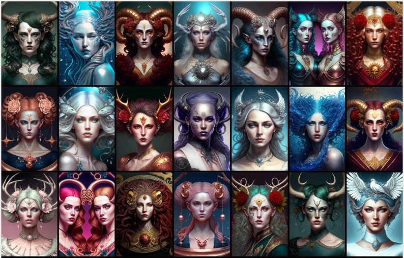 Cancer Woman Zodiac Sign Art Prints Astrological Sign Wall - Etsy