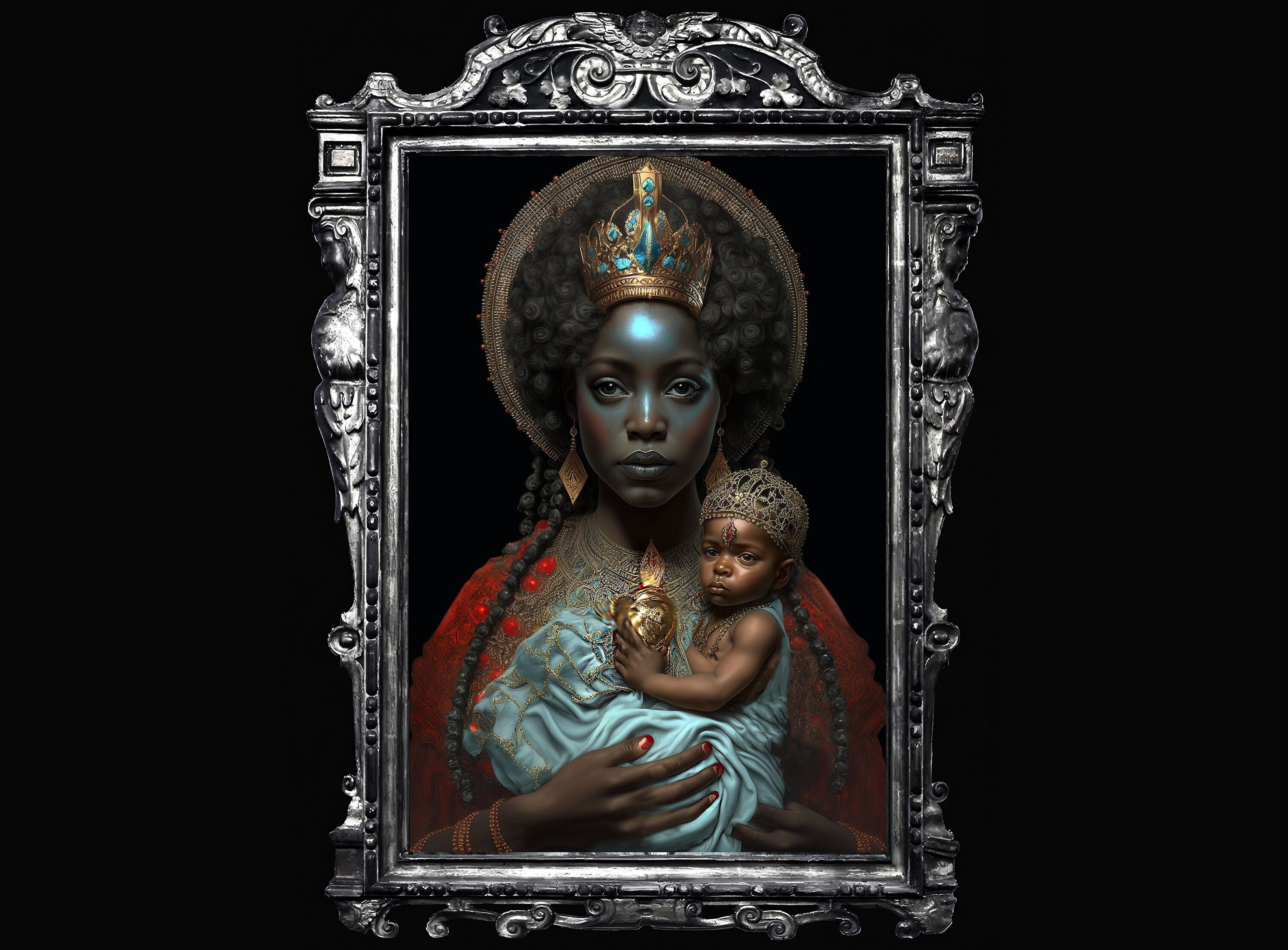 Erzulie Dantor - Voodoo Goddess of Love Wall Art, Voodoo Poster, Beautiful Black Madonna ...