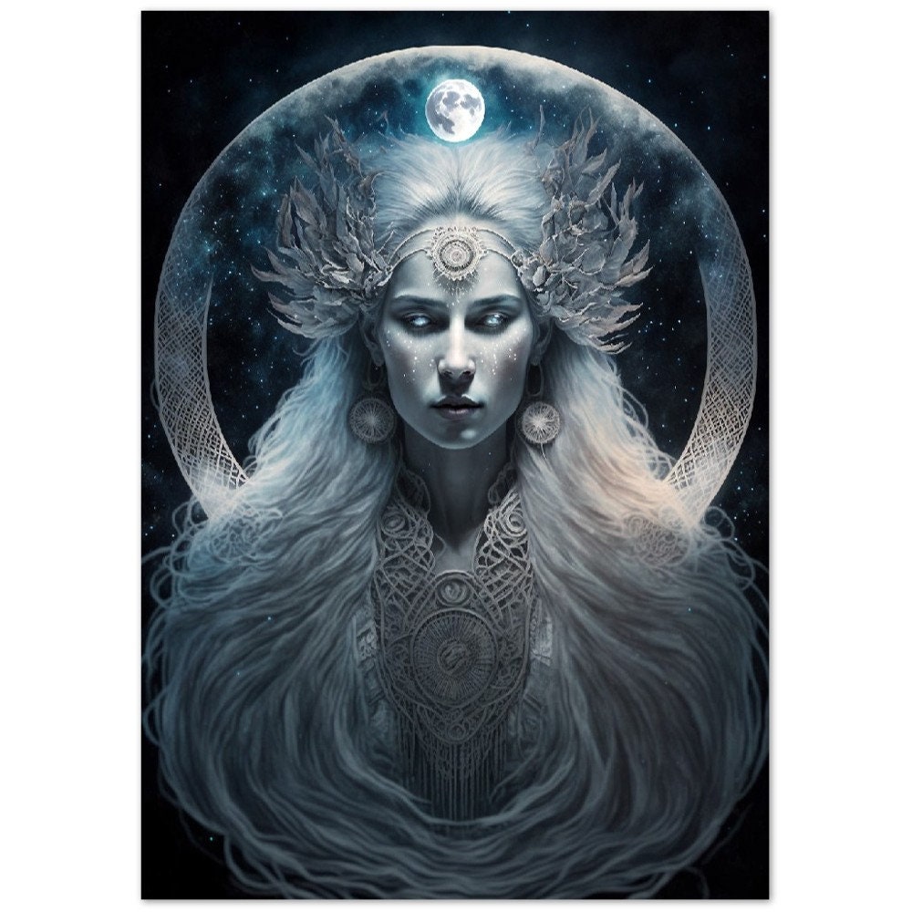 Finnish Moon Goddess Art Print, Luna Pagan Poster - Etsy