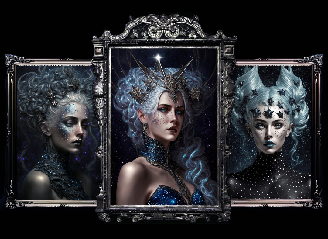 Nyx Set of 3 Prints; Greek Goddess of the Night Art Print; Digital ...