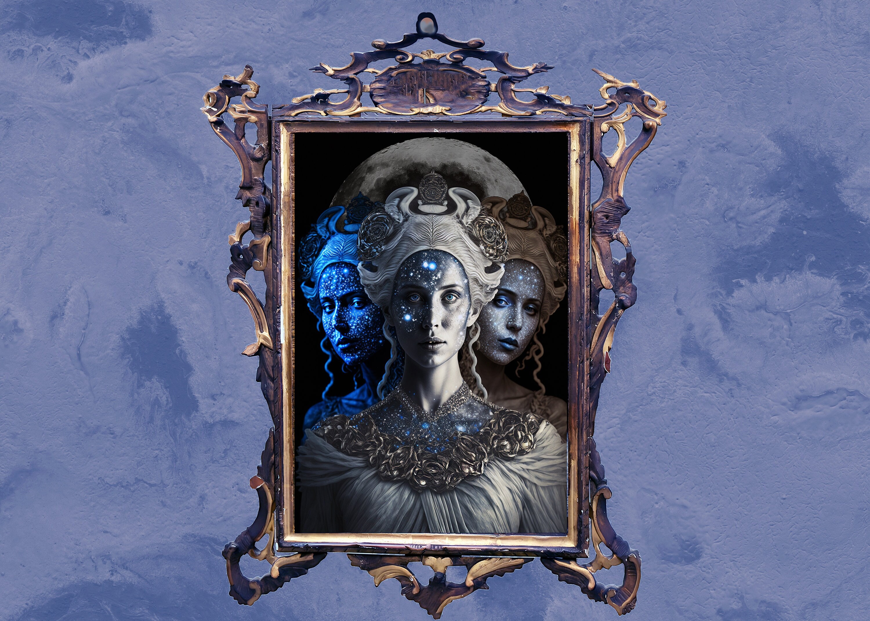 Triple Moon Goddess Neopagan Moon Deity Wall Art - Etsy
