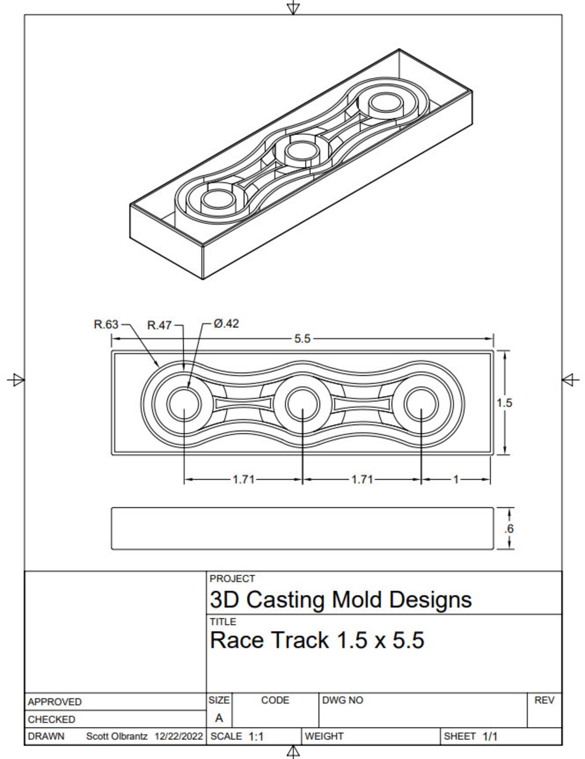 Knife Scale STL File for 3D Printer, Racetrack Design, Digital ...