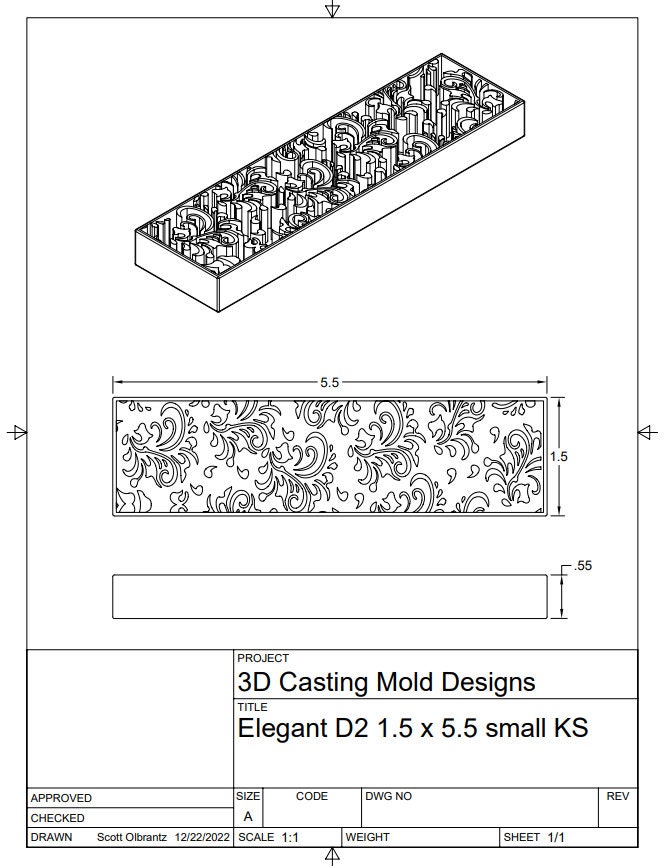 Knife Scale STL File for 3D Printer, Elegant D2 Design, Digital ...