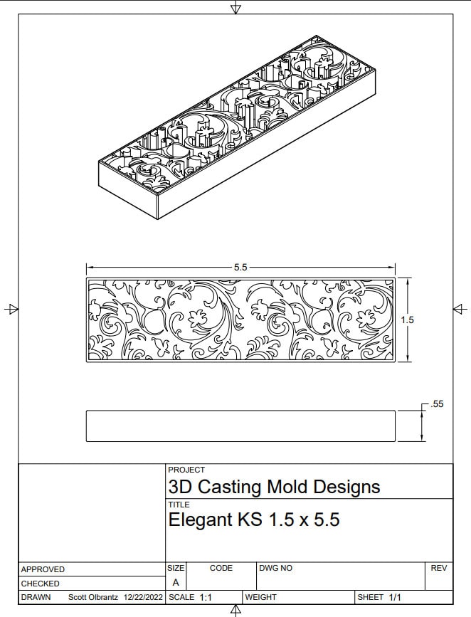 Knife Scale STL File for 3D Printer, Elegant Design, Digital & Instant ...