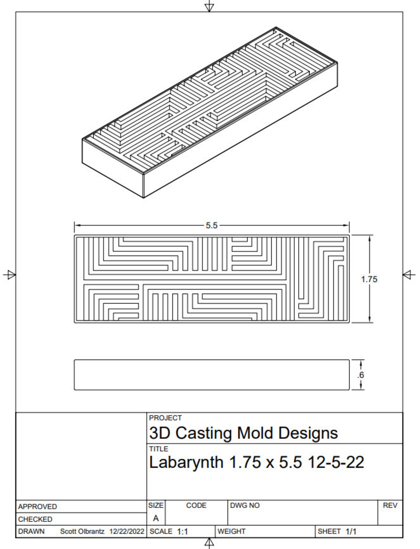 Knife Scale STL File for 3D Printer, Labyrinth Design, Digital ...