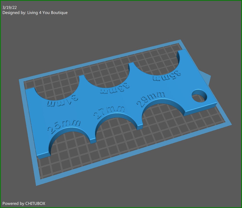 3D Printer STL File Diameter Gauge 25mm to 35mm, STL File for 3D ...
