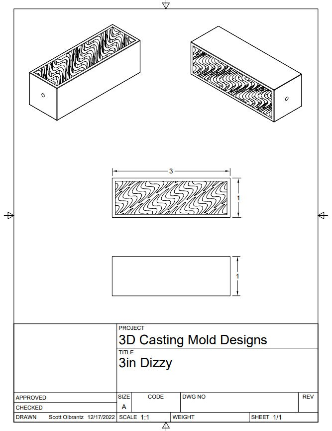3 Inch Pen Blank, Dizzy Design, STL File for 3D Printer, Digital ...