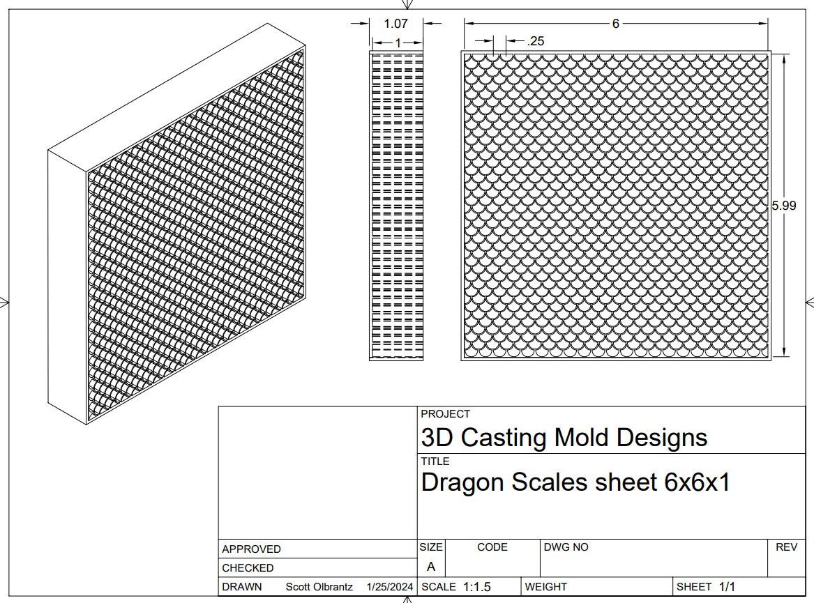 Knife Scale STL File for 3D Printer, Honeycomb Design 6x6x1, Digital ...
