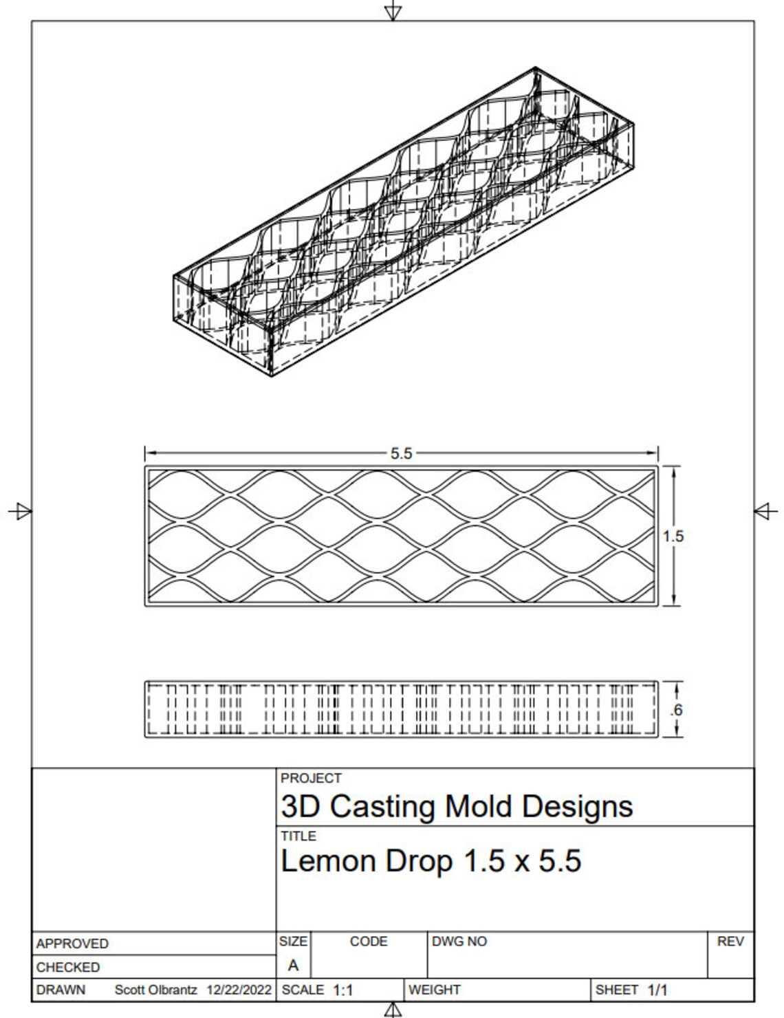 Knife Scale STL File for 3D Printer, Lemon Drop Design, Digital ...