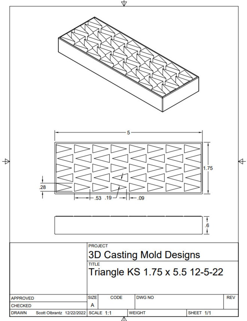 Knife Scale STL File for 3D Printer, Triangle Design, Digital & Instant ...