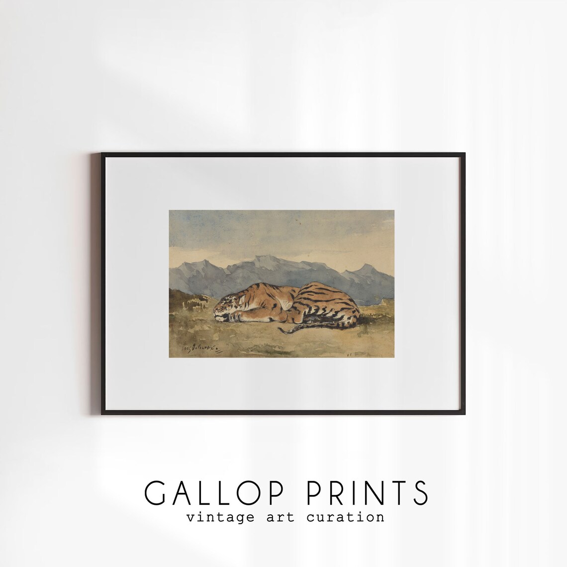 Printable Tiger Art Vintage Landscape Painting Mountain Home Decor Boho ...