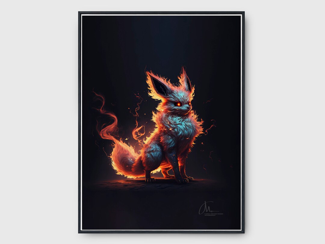 Pokemon Flareon Dark Fantasy Digital Art - Etsy Australia