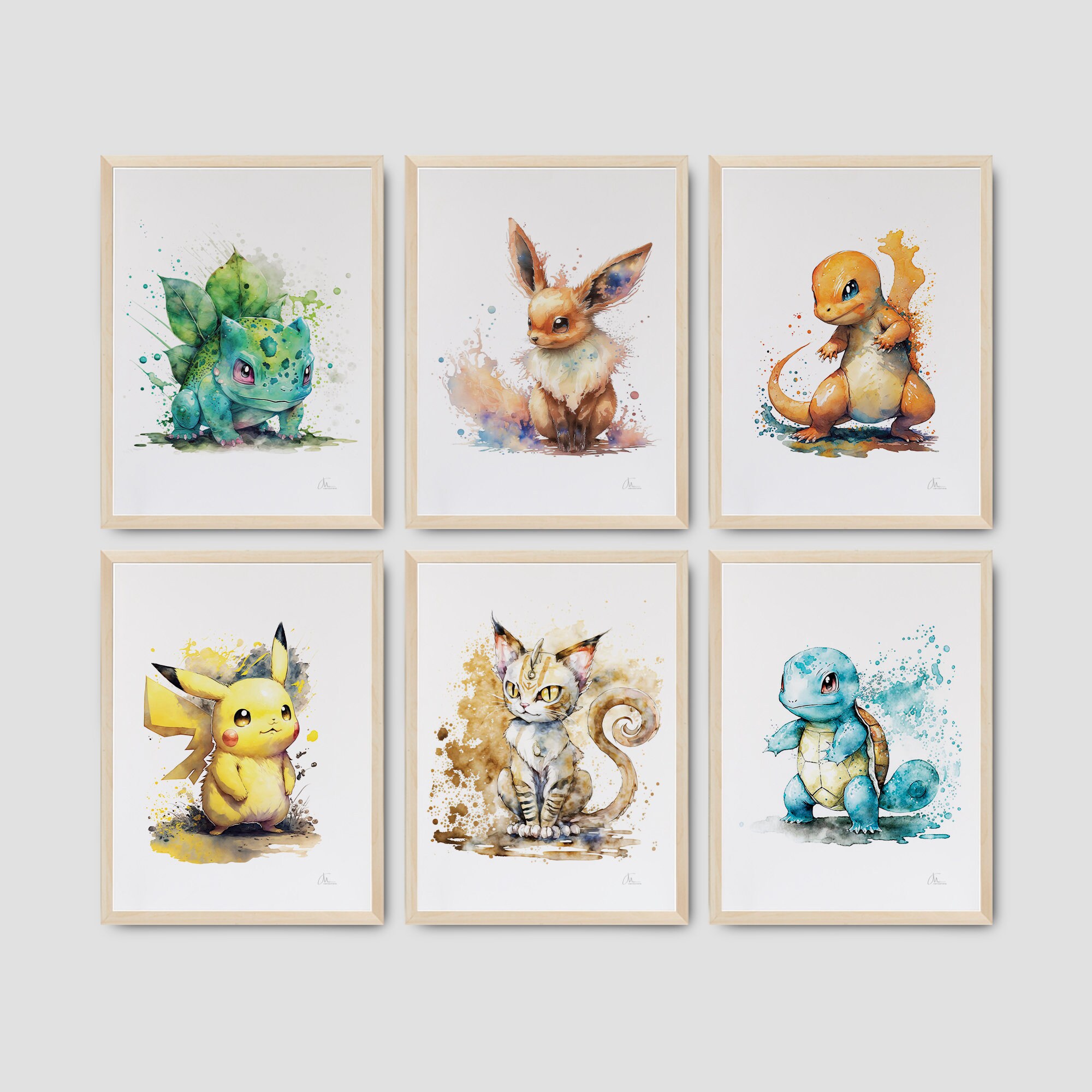 Pokemon Digital Art Pokemon Gift Print Pokemon Set of 6 - Etsy