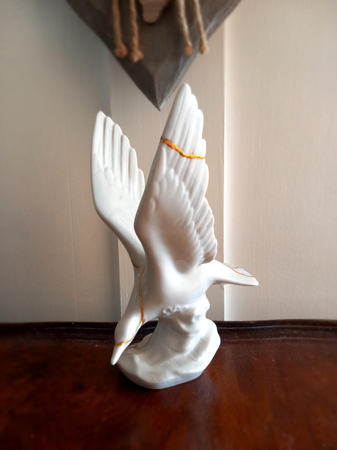 Kintsugi Statue - White Korean Bird Statue - Etsy