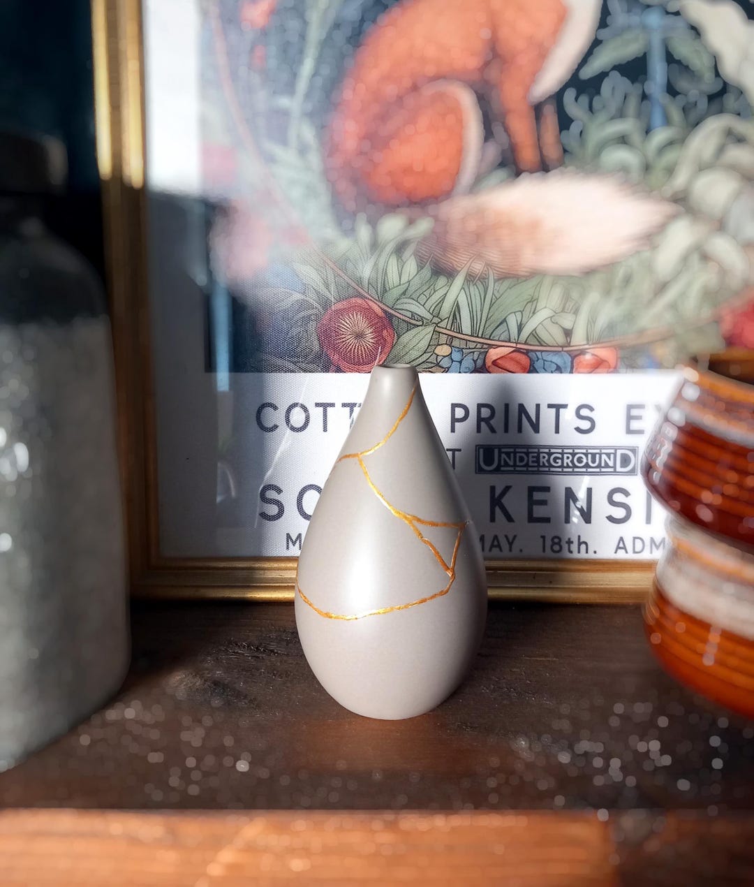 Kintsugi Vase Small Tan Teardrop Vase - Etsy