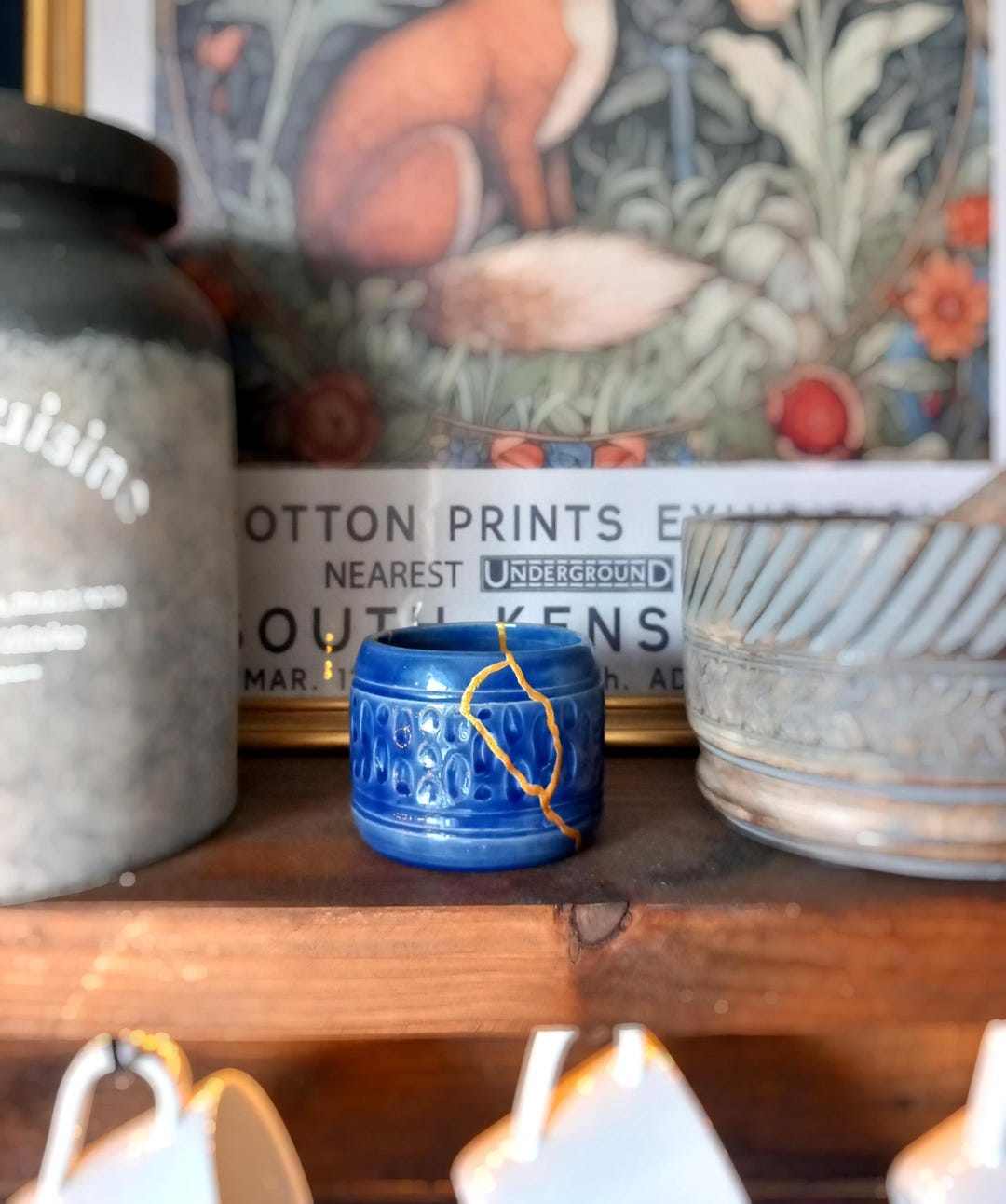 Kintsugi Plant Pot - Deep Blue Miniature Plant Pot - Etsy