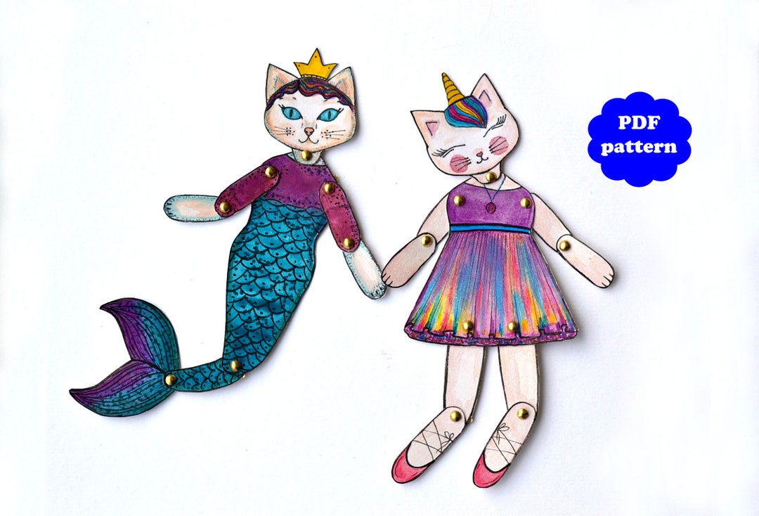 Articulated 2 UNICORN Cats - PDF Digital Download, Printable Animals ...