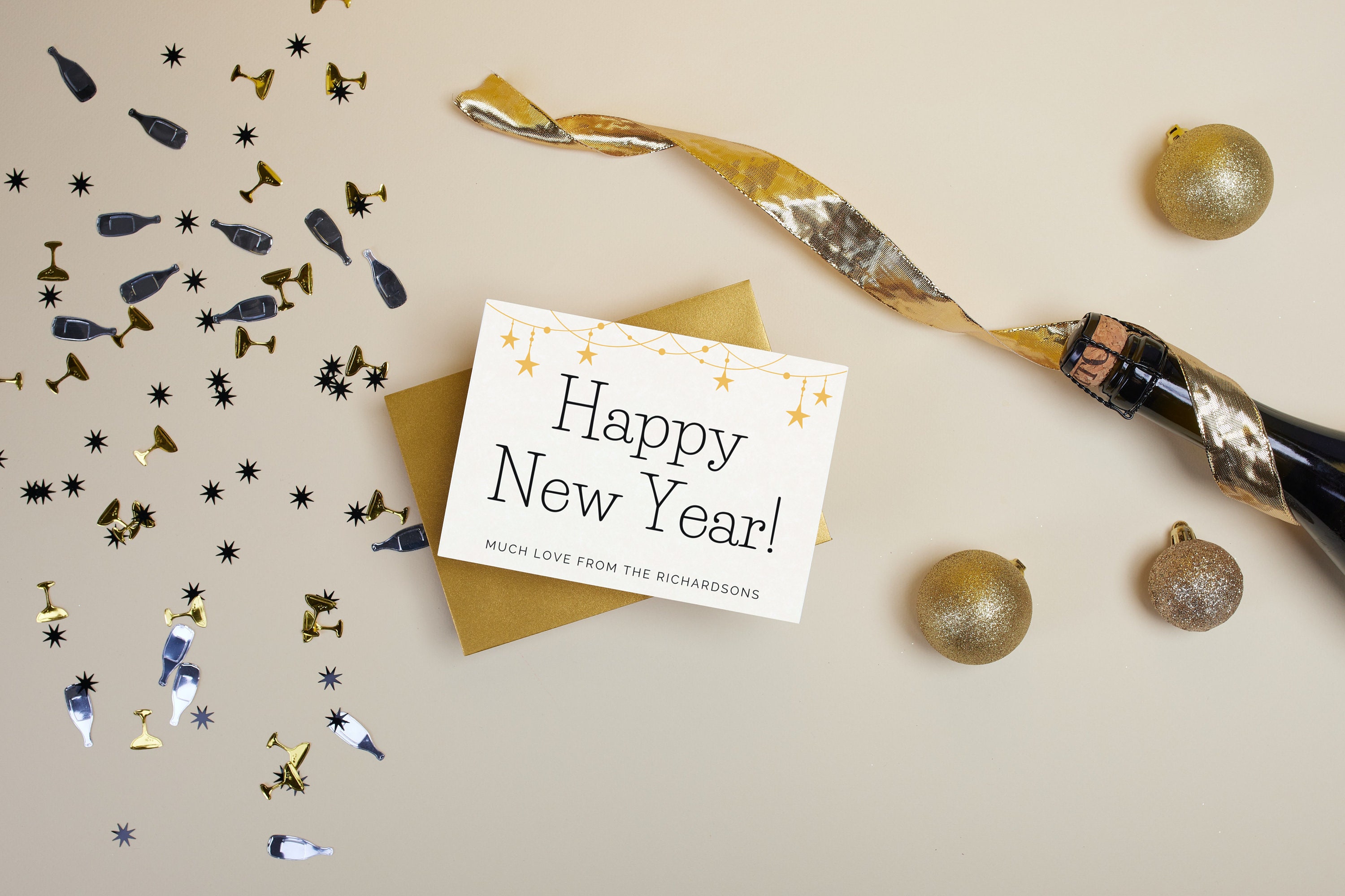 Printable Happy New Years Card; Customizable; PRINT FROM HOME; Greeting ...