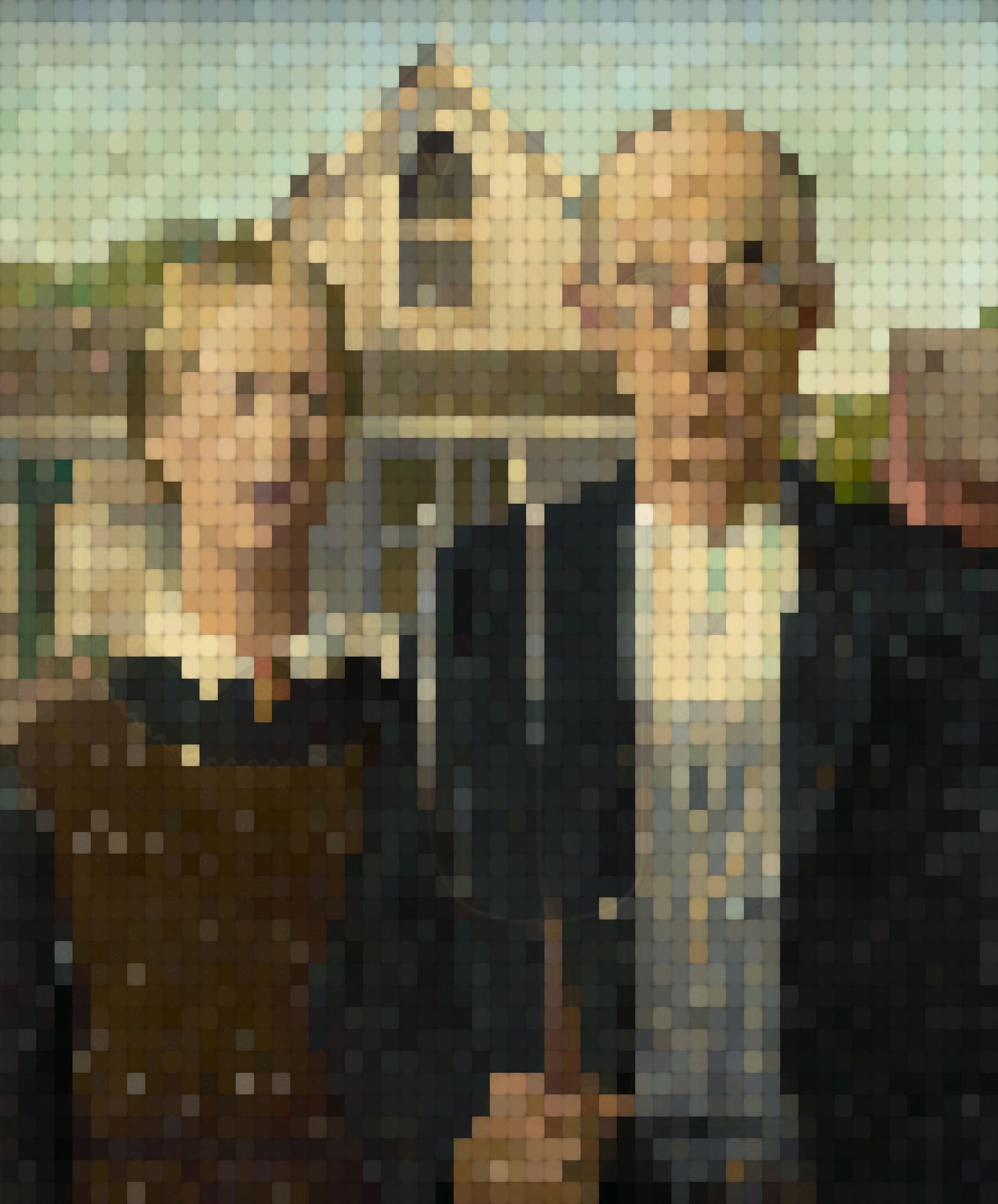 Pixel Art Dots | Modified Art | American Gothic Famous Painting by ...