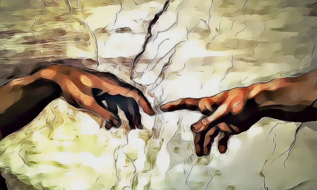 Cartoonized Art | Modified Art | the Creation of Adam Famous Painting ...