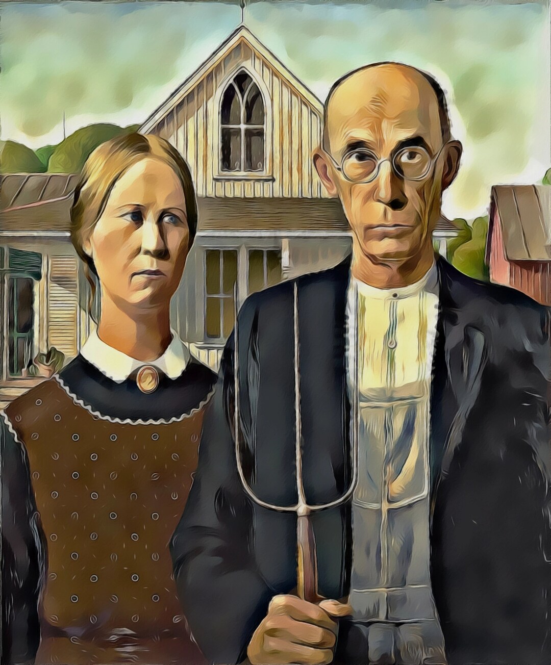 Cartoonized Art | Modified Art | American Gothic Famous Painting by ...